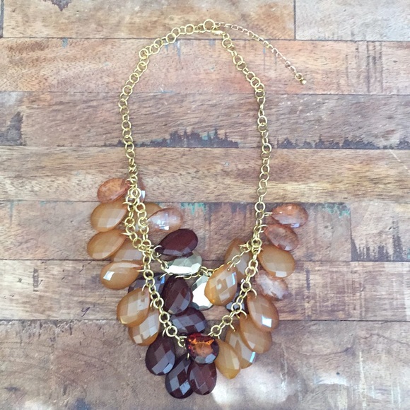 Jewelry | Gold Double Strand Brown Tan Bead Necklace | Poshmark